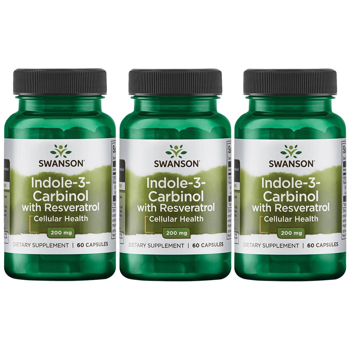 Swanson Indole-3-Carbinol with Resveratrol 200 mg 60 Caps 3 Pack ...