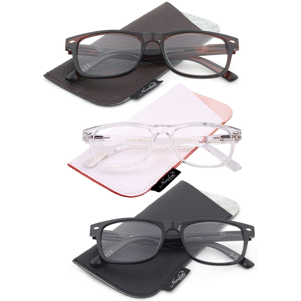 3 Packs Fashion Rectangular Vintage Multi Colors Reading Glasses For