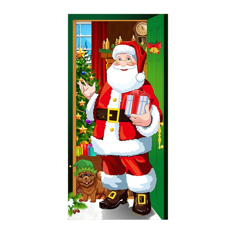 EZLIFE Cortina o pancarta para puerta con temática navideña, decoración ...