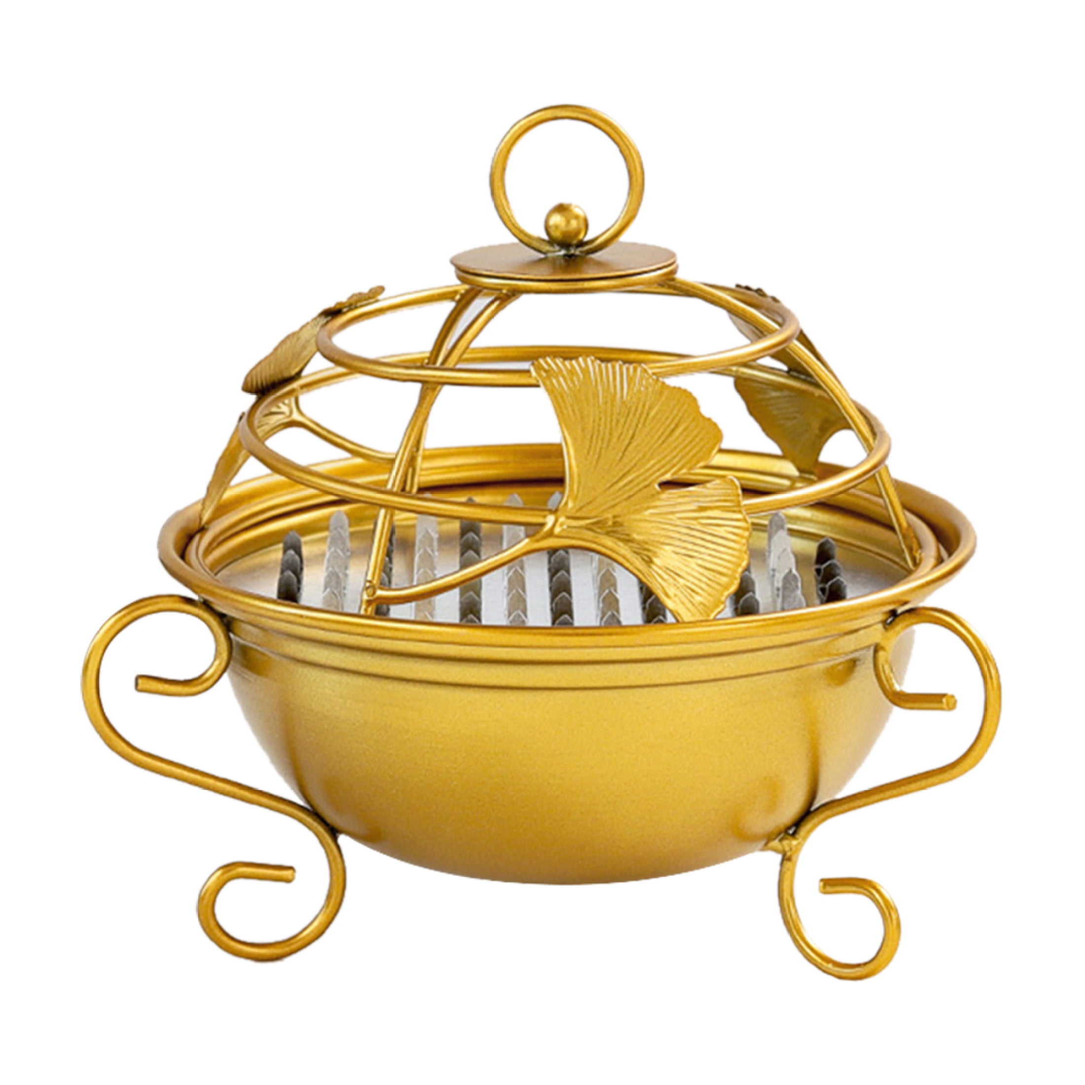 LICHENGTAI With Cover Anti-Flying Ash Incense Burner Metal Frame Home ...