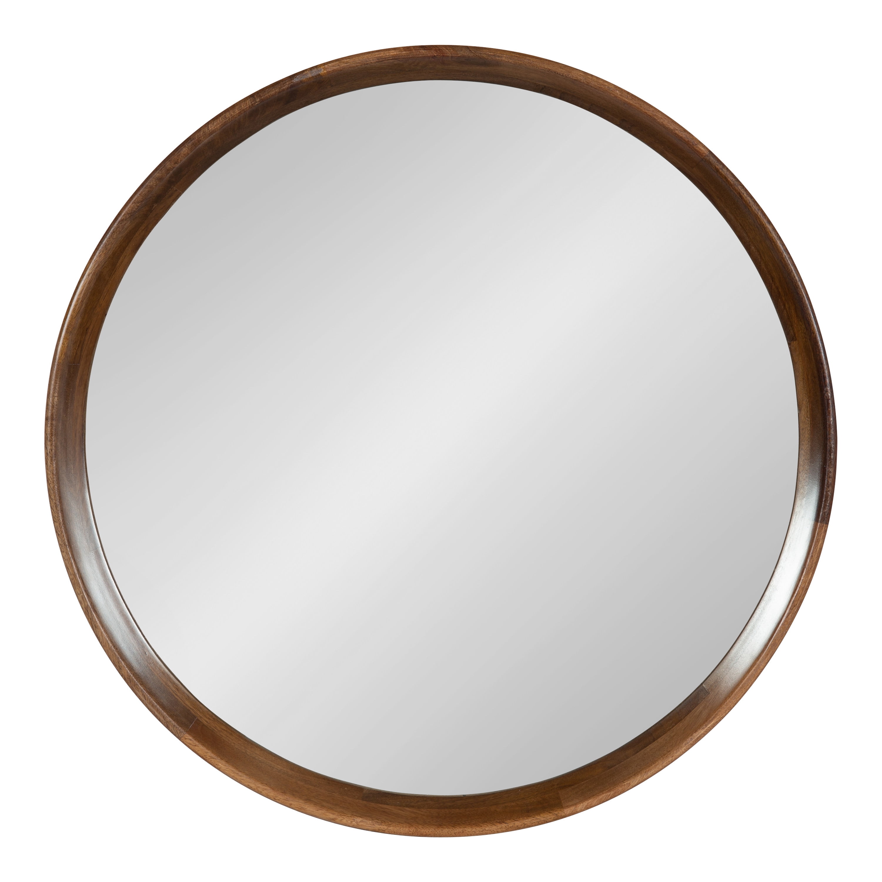 Kate and Laurel Prema Soft Round Circle Modern Wall Mirror, Walnut ...