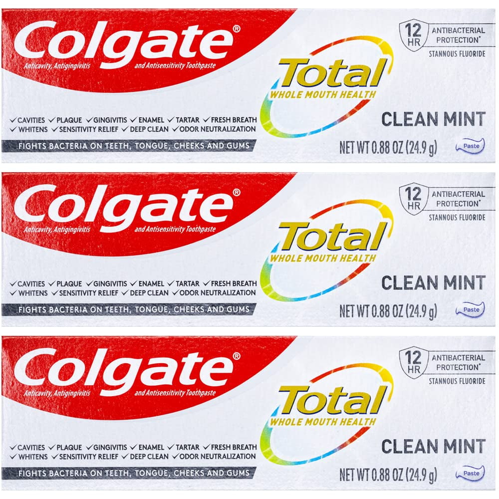 Colgate Total Toothpaste, Clean Mint, Travel Size 0.88 oz (24.9g ...