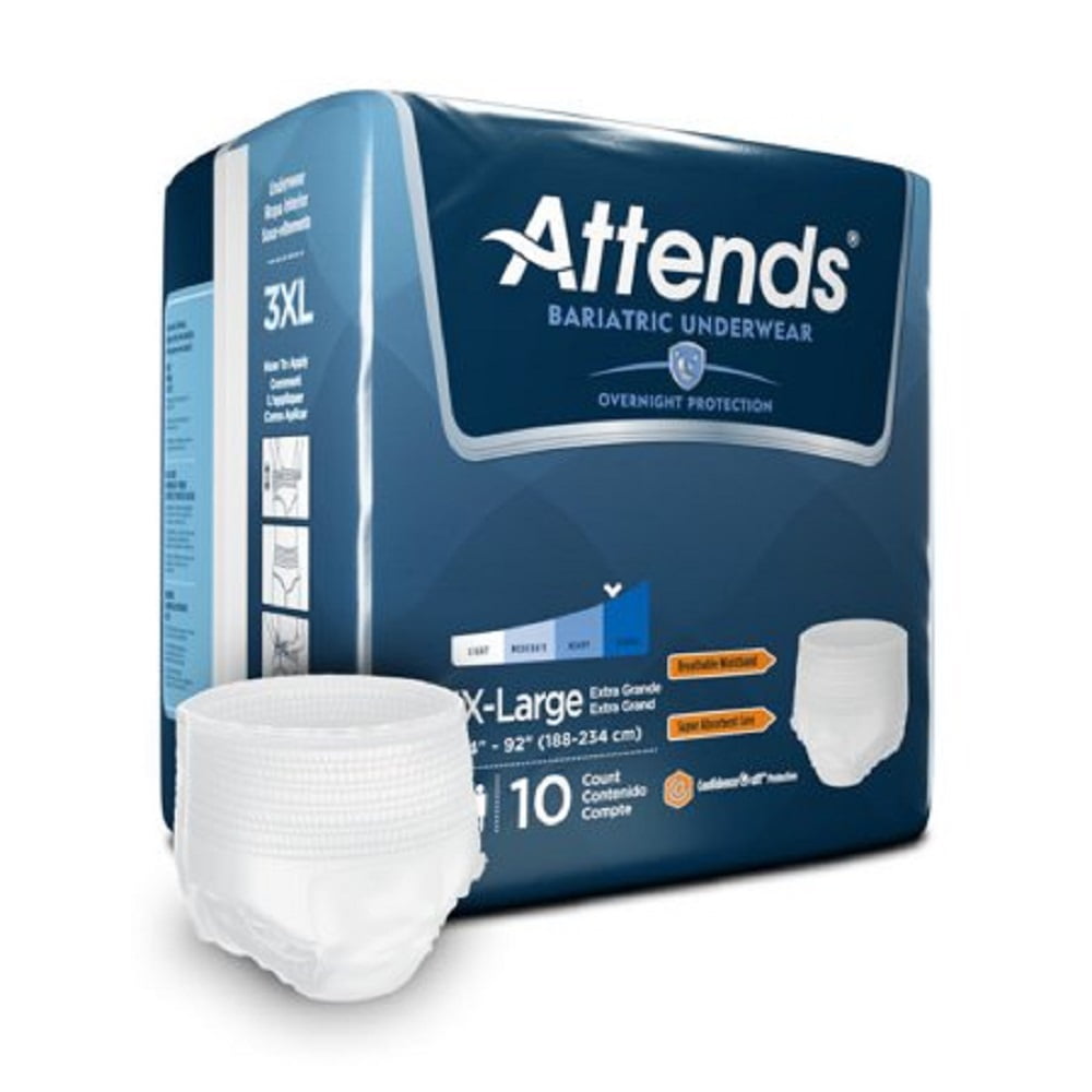 Attends Unisex Adult Underwear Bariatric With Tear Away Seams 3x Large