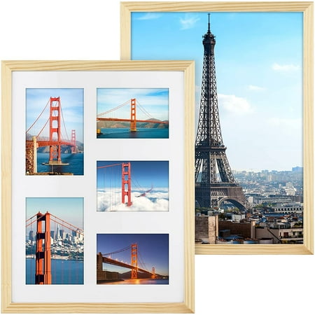 2 PCS 12x16 Picture Frames, Nature Wood Photo Frames, Display Picture ...