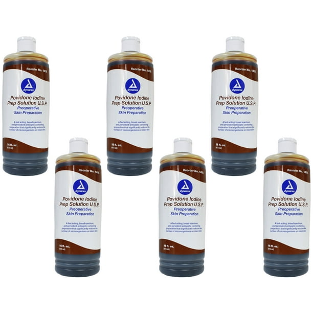 6 Pack Dynarex D1415 Povidone Iodine Disinfecting Solution U.S.P ...