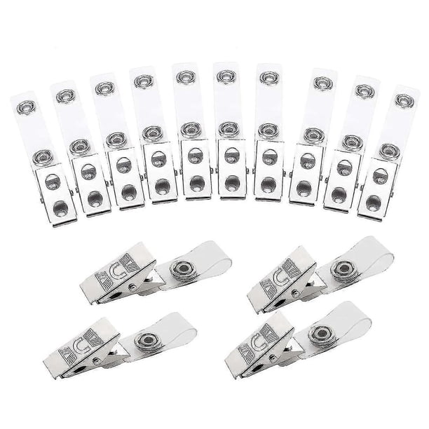 20 Pieces Metal Badge Clips,metal Badge Clips With Clear Pvc Straps For ...