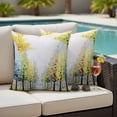 Birch Trees Path Outdoor Throw Pillow Covers Set of 2, Leaves Autumn ...