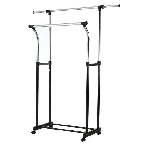 Amdohai HOME ORGANIZER Removable Double Rail Garment Rack Rolling ...