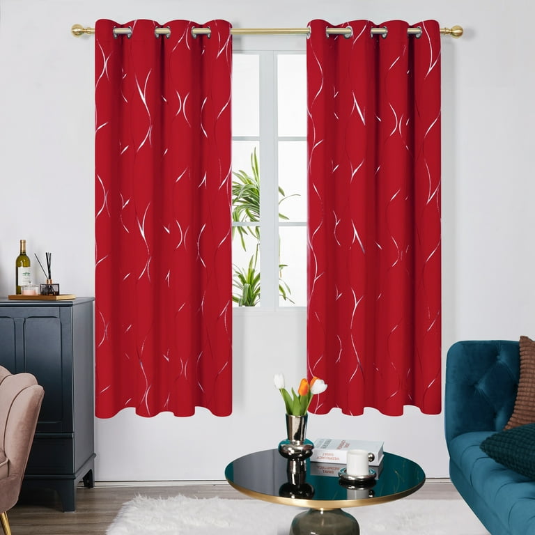 Red Patterned Curtains Living Room