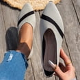 Beige Womens Shoes Slip On Pointed Toe Flats Knit Breathable Two Tone ...