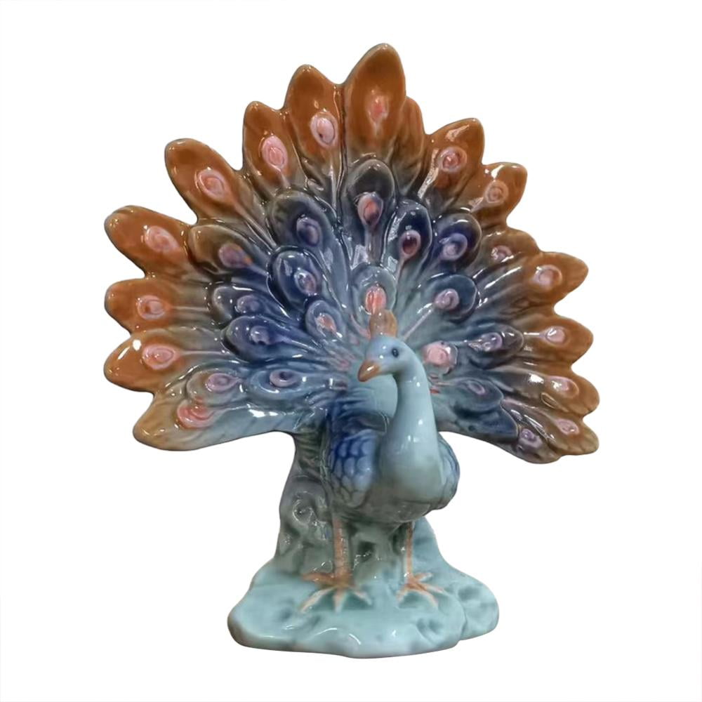 Godderr Ornaments Animals Peacock Statue Ceramic Peacock Statues ...