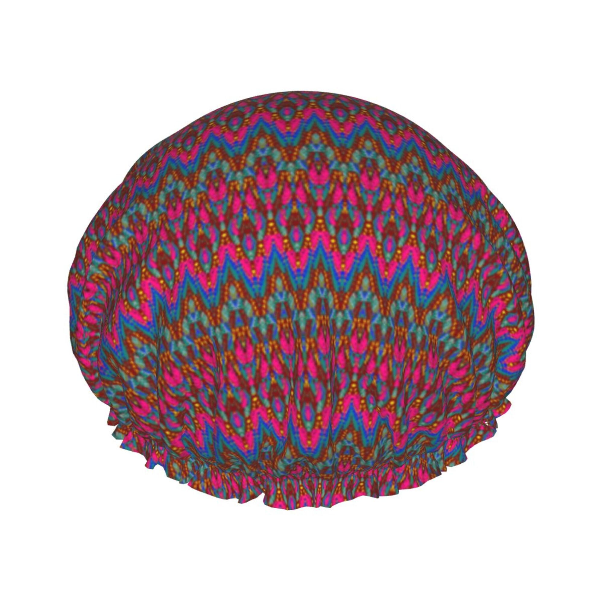 YFYANG Women's Double Waterproof Shower Cap, Purple Line Art Reusable ...