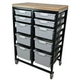 Mobile Workbench Storage Station w/Wood Top -10 StorSystem Trays-Grey ...