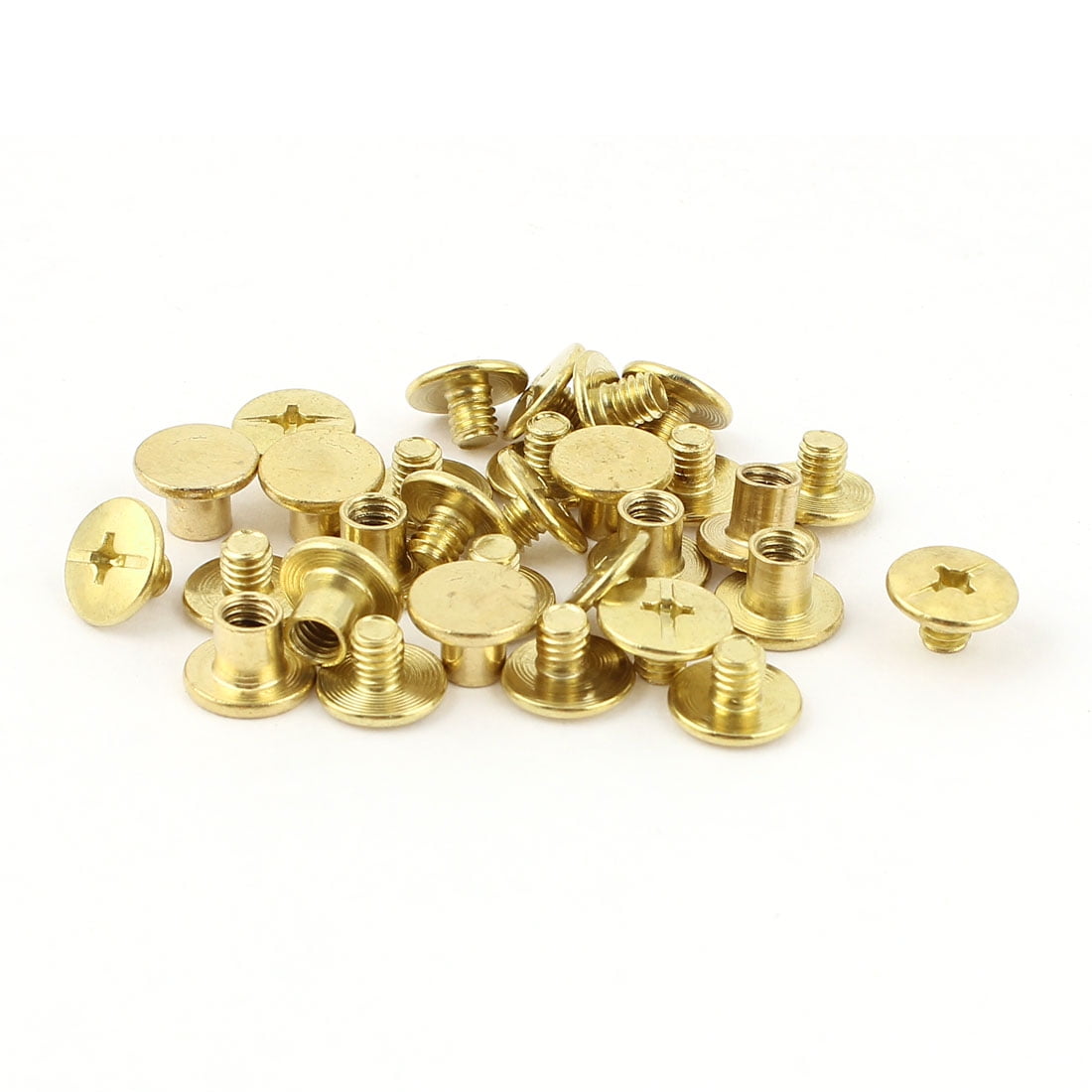 Uxcell 5mmx6mm Brass Plated Binding Chicago Screw Post for Belt ...