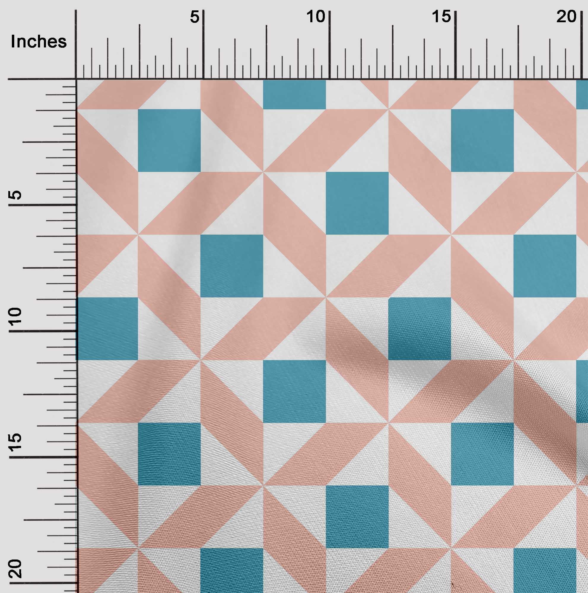 oneOone Cotton Silk Fabric Triangle|Parallelogram & Square Geometric ...