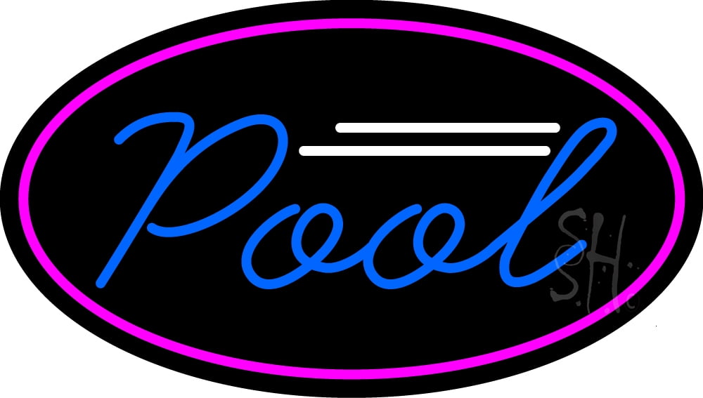 Blue Pool Oval With Pink Border LED Neon Sign 13 x 24 - inches, Clear ...