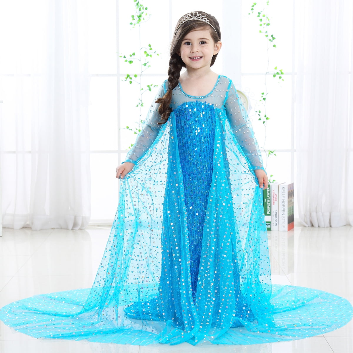 Frozen Princess Elsa Sparkly Sequin Costume Dress - nitrogenoliquido.com.pe