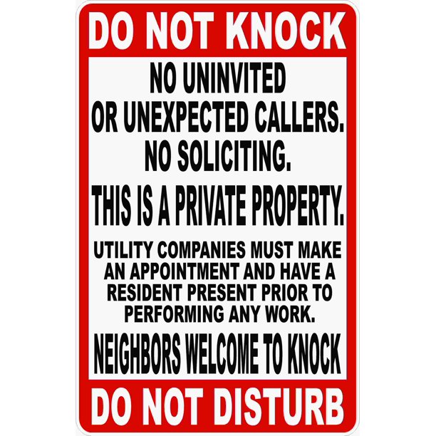 Do Not Knock Do Not Disturb No Univited Guest Sign - Walmart.com
