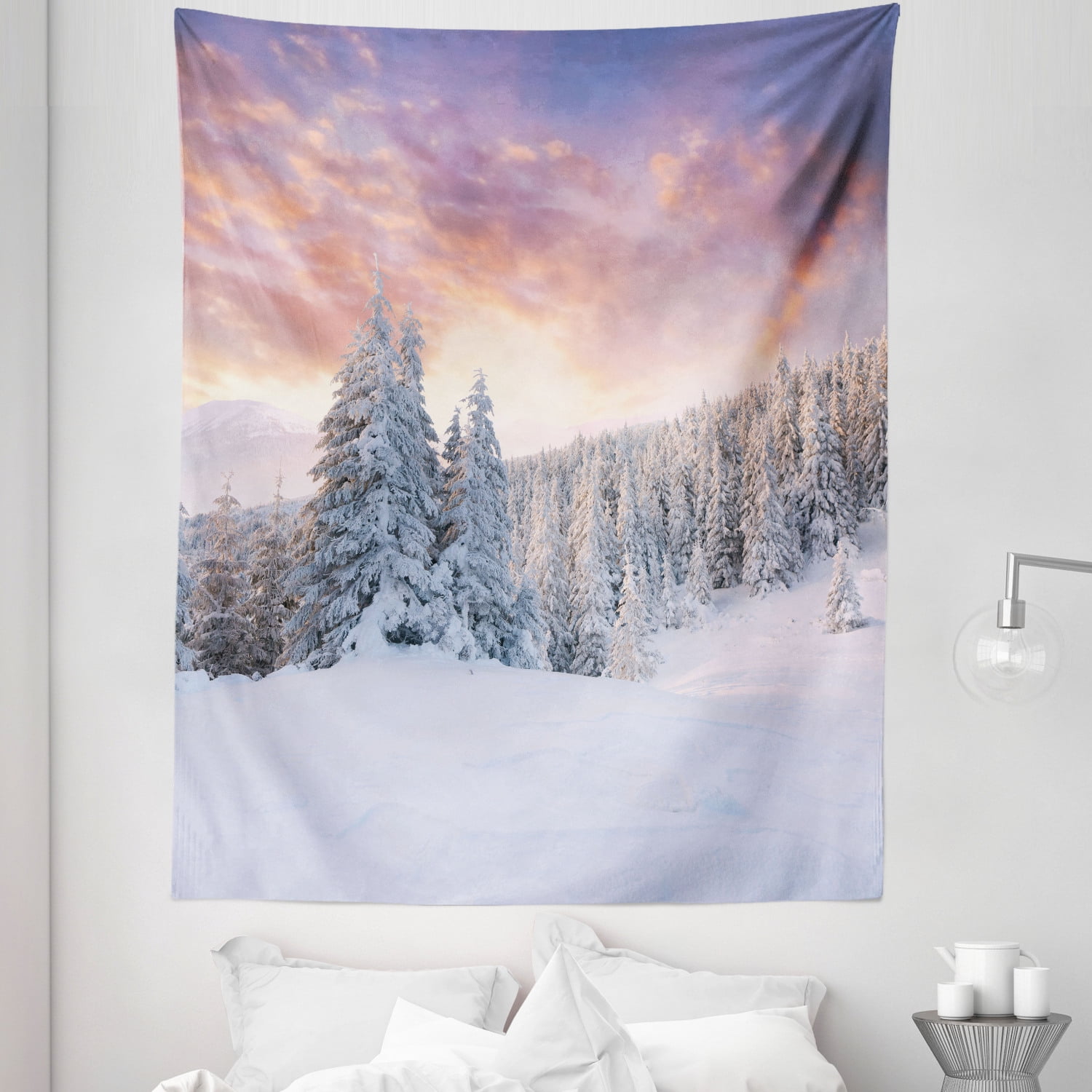 Winter Tapestry, Sunrise in Winter Landscape Snowy Fields Frozen Pine ...