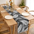 Black Fronds Dining Table Runner, Black Slate Gray Leaf Plant Canvas ...