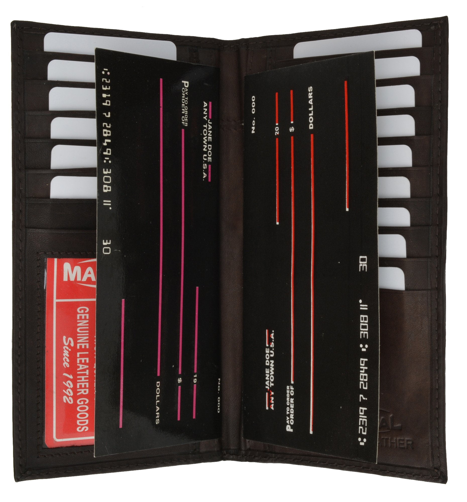 New Mens Leather Long Wallet Pockets ID Card Clutch Bifold Purse 1528 ...