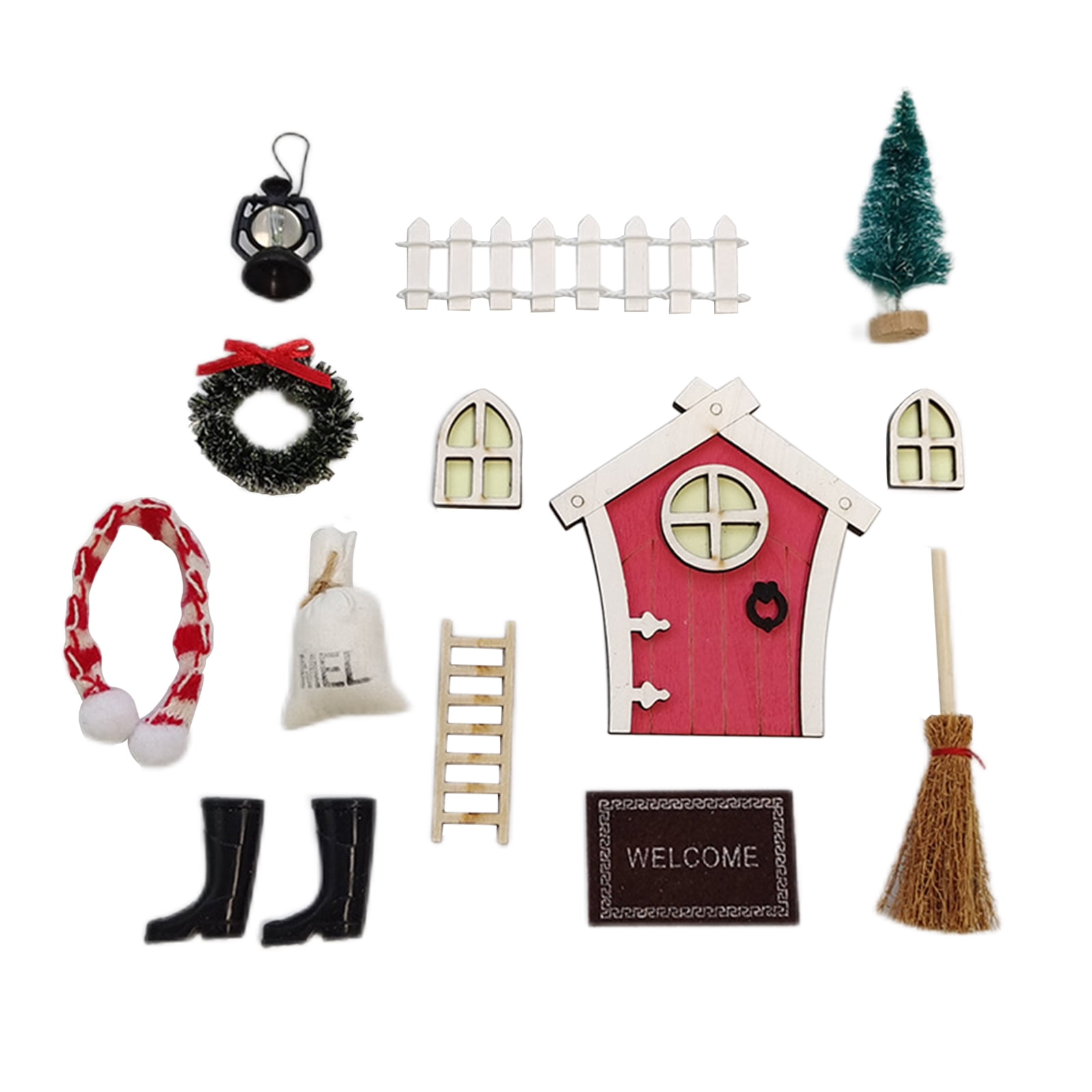 Mini House Retro Door Christmas Decoration Set Miniature Wood Elf door ...