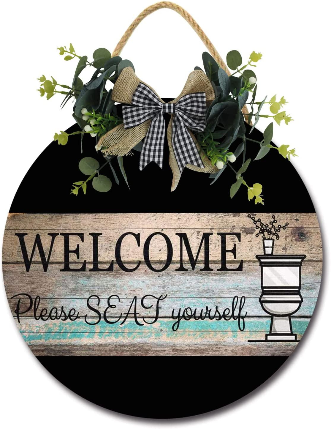 Eveokoki 11" Bathroom Door Sign,Farmhouse Bathroom Signs,Welcome Please ...