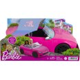 Barbie Convertible Toy Car, Bright Pink with Seatbelts and Rolling ...