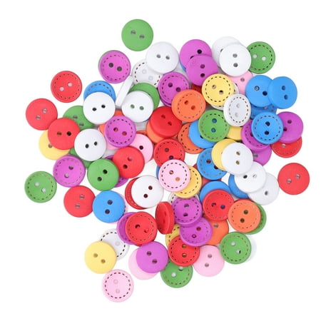 Sewing Buttons, 100pcs Wooden Colorful Replacement Buttons Bulk Buttons ...