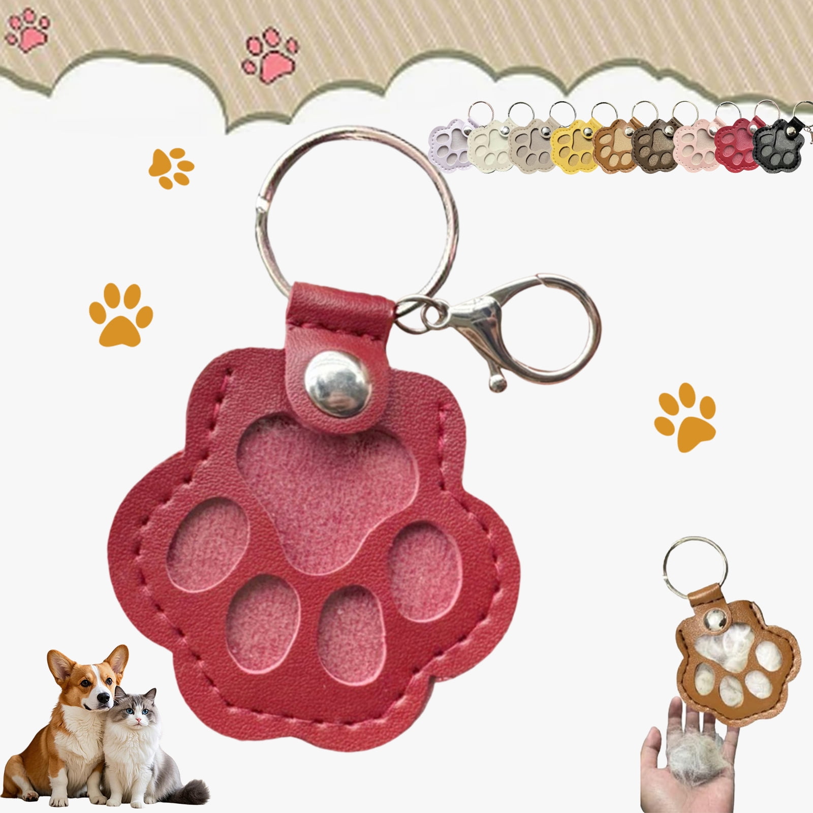 Click here for Shkhoas Dog Fur Storage Keychain Dog Paw Shaped Ke... prices