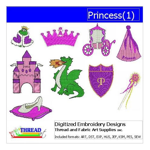 Threadart Machine Embroidery Design Bundles - Children Sets - Princess ...