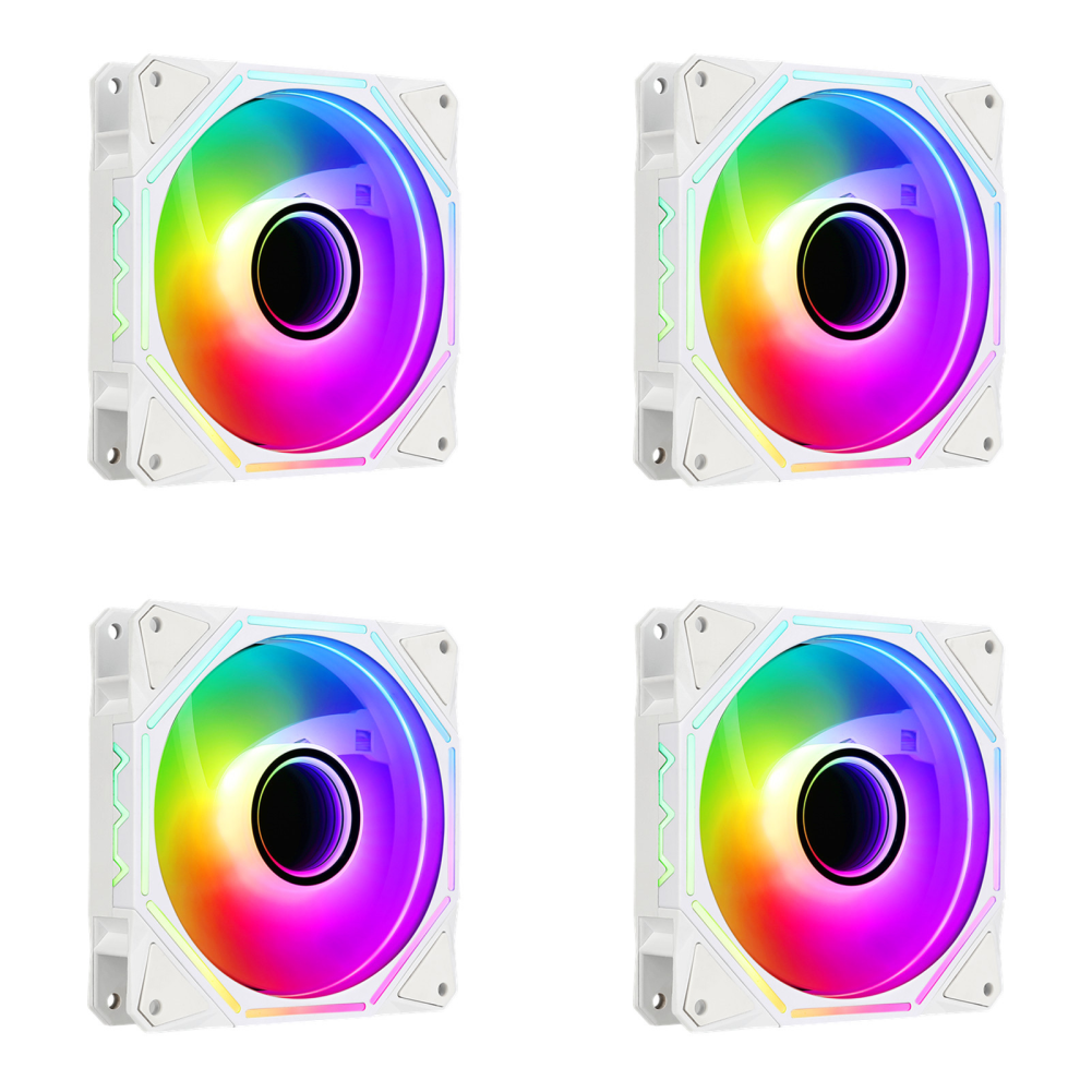 4PCS 12cm CPU Cooler 5V 3-Pin ARGB PWM Fan (rotación inversa) Blanco ...