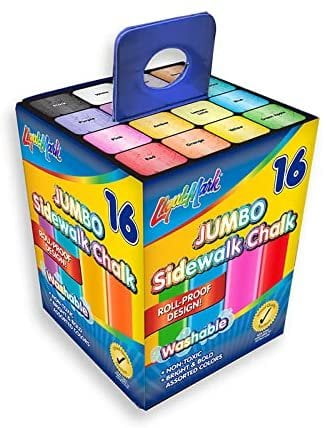 Sidewalk Chalk Box Set - 16 Assorted Colors - Roll Proof Design ...