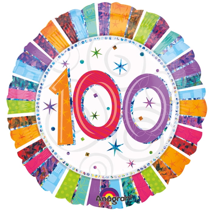 Anagram Colorful Prismatic Happy 100th Birthday 18" Foil Balloon ...