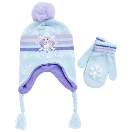 Disney Girls Frozen Elsa and Princess Winter Hat and Mitten Set ...