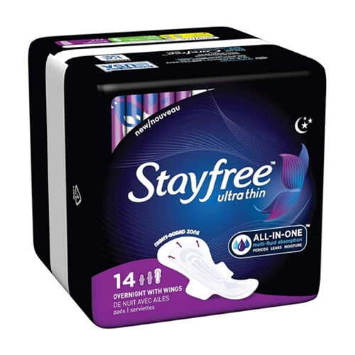 Stayfree Ultra Thin Overnight Pads with Wings, 14 ea, 3 Pack - Walmart.com