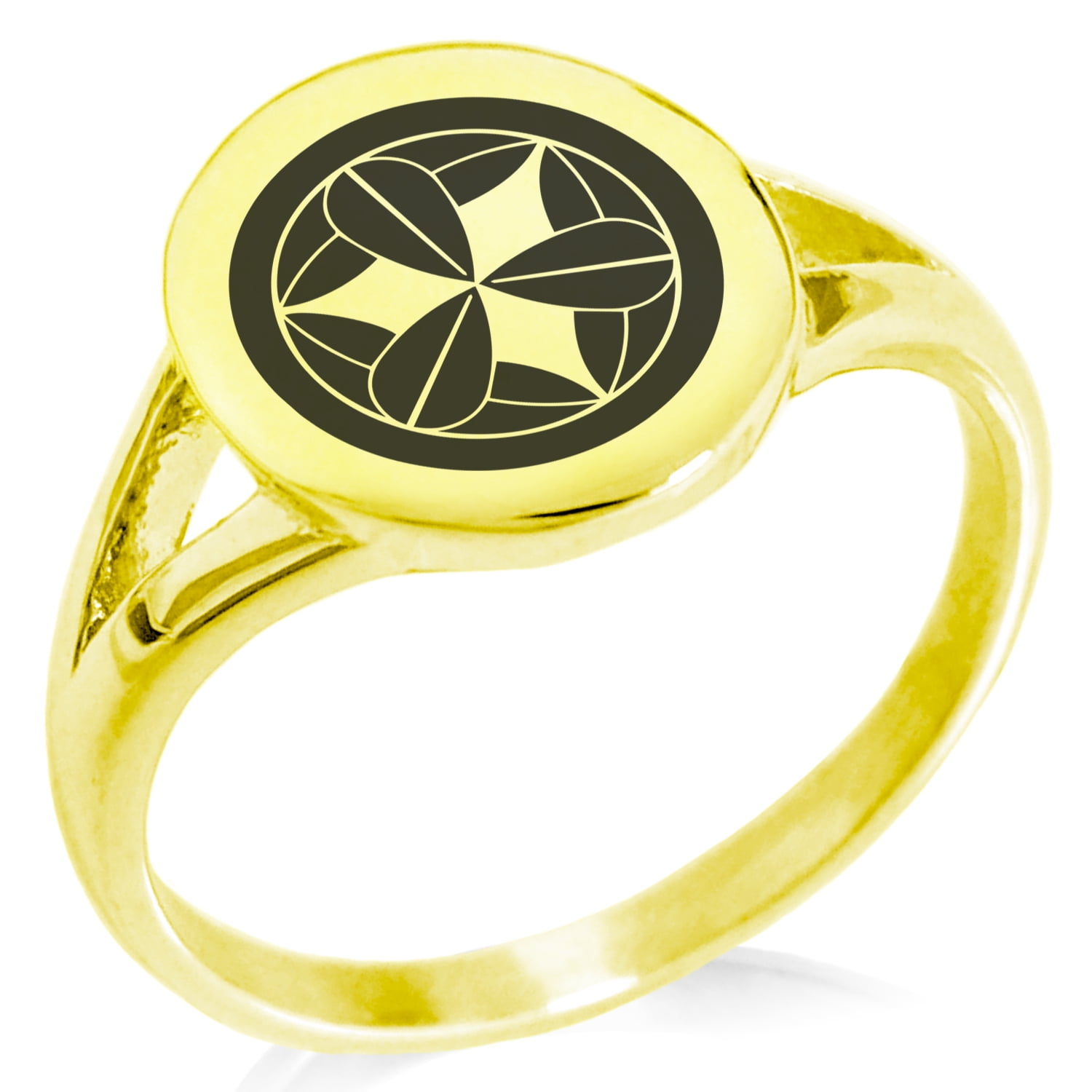 Stainless Steel Takenaka Samurai Crest Minimalist Oval Top Polished ...