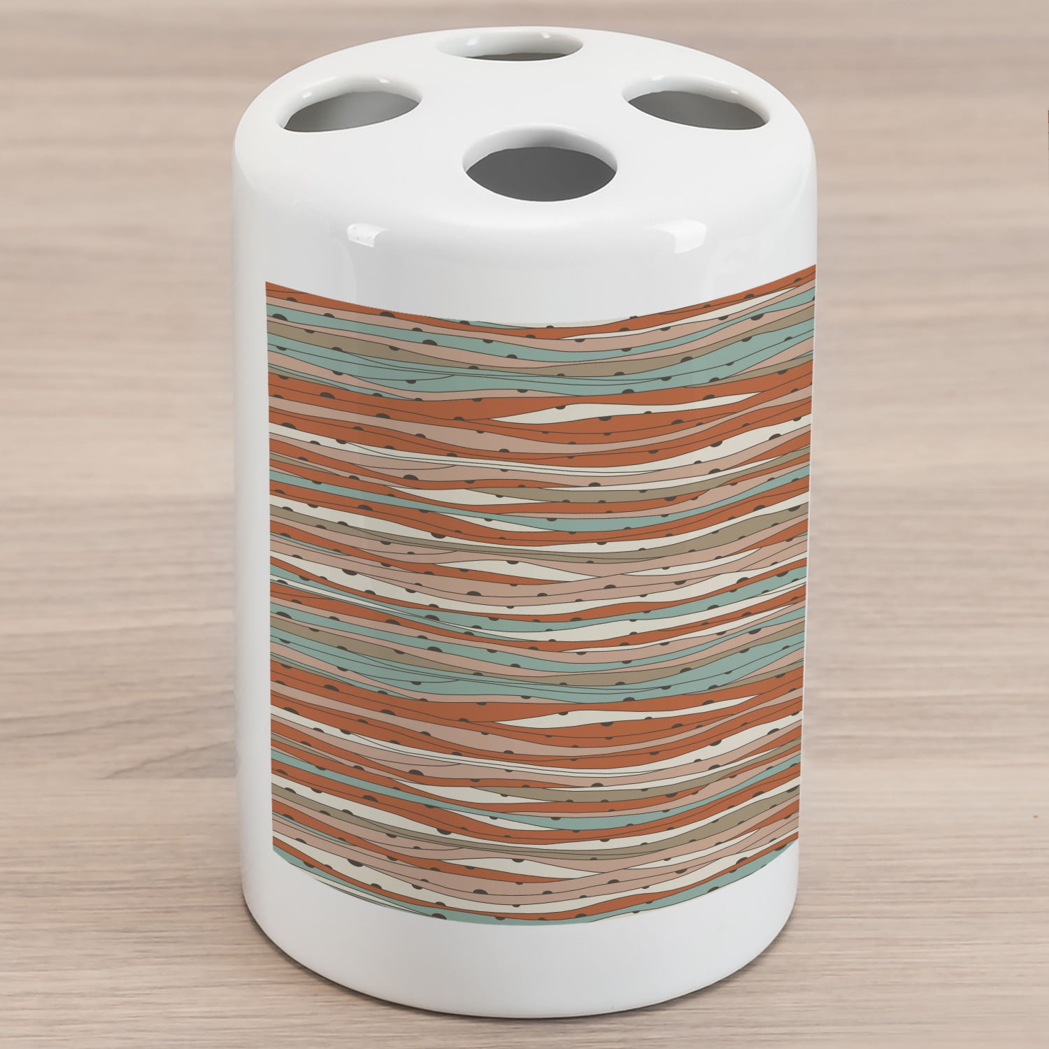 Abstract Ceramic Toothbrush Holder, Contemporary Pastel Tone Horizontal ...