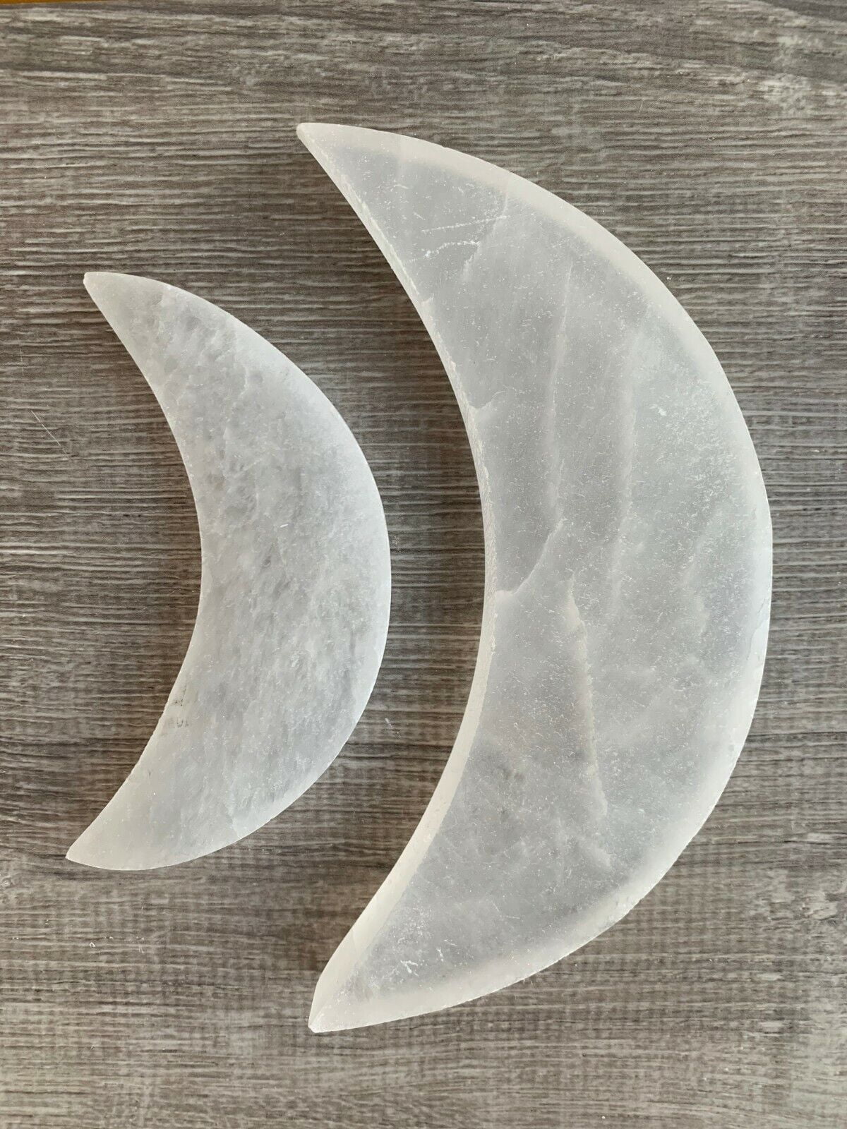 3", 4" , 6" Selenite Moon Charging Plate, Selenite Moon Shaped Charging ...
