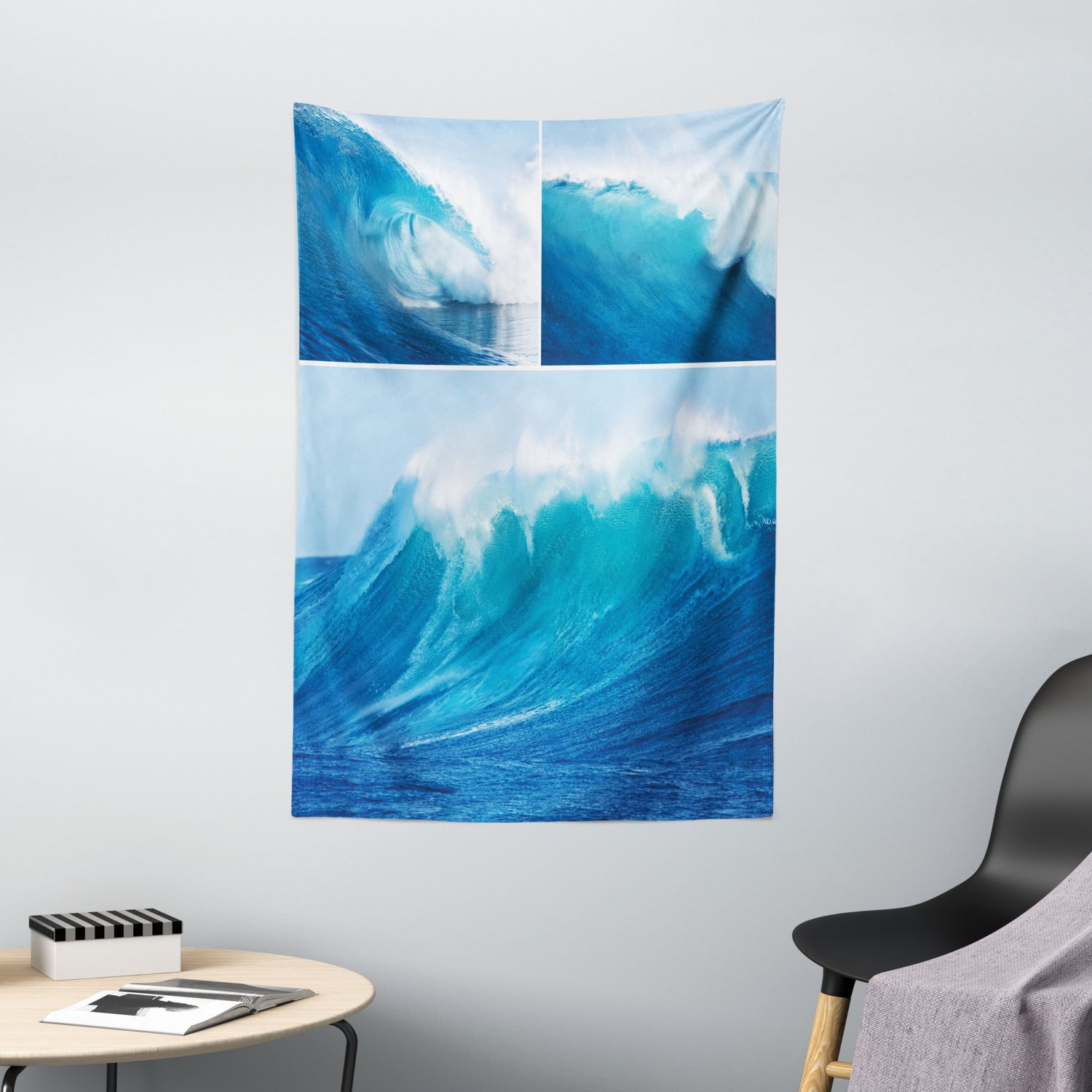 Apartment Decor Tapestry, Giant Sea Wave Photos Refreshing Diving and ...