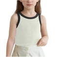 Elvqul Cotton Tops for Girls Soft Tank Top Round Neck Solid Color ...