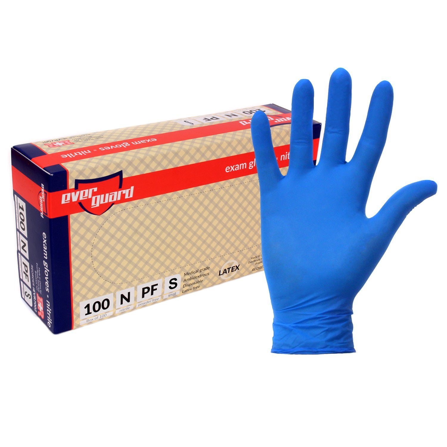 EverGuard Nitrile Exam Gloves, Non Latex, Powder Free (Small) 100ct ...