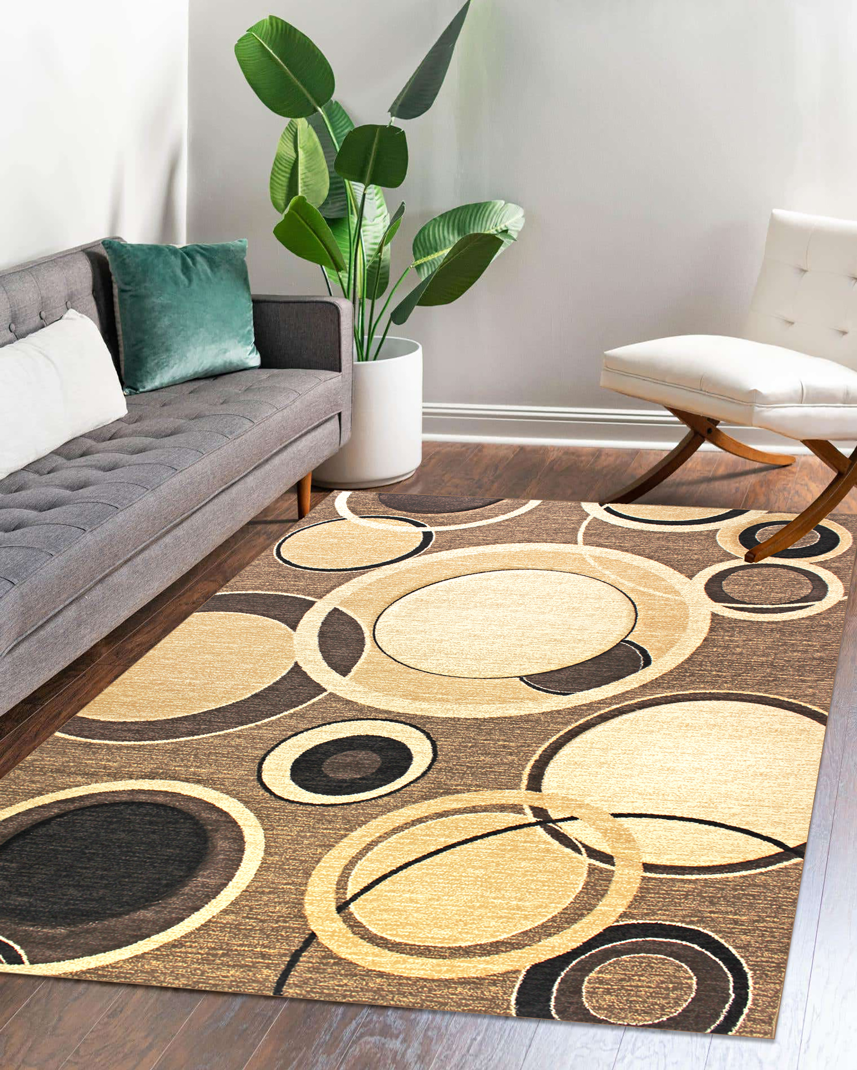 Chester Abstract Brown & Beige Area Rug - Walmart.com