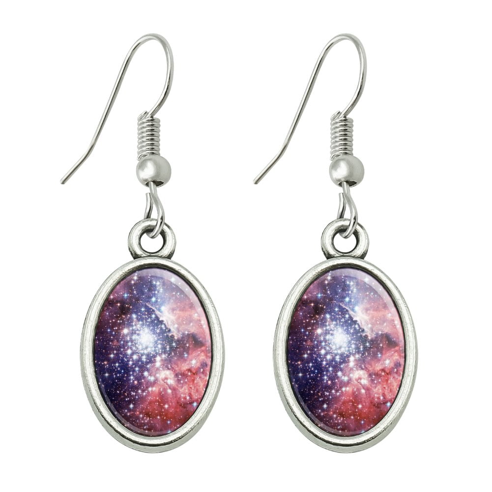 Nebula Space Galaxy Novelty Dangling Drop Oval Charm Earrings - Walmart.com