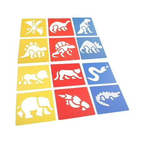 12 Pcs Animals Drawing Template Rulers Stencil Tool Stationery Kids ...