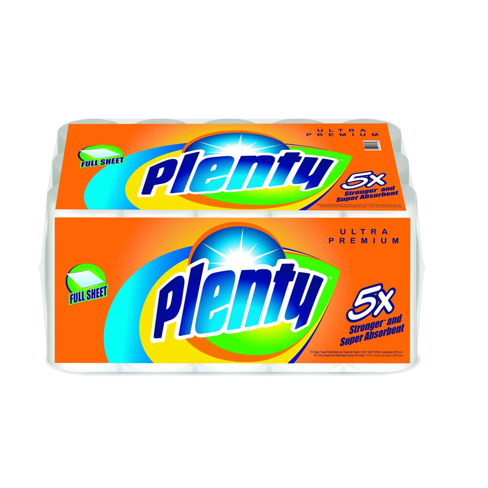 Plenty Ultra Premium Paper Towels, 15 Double Rolls, Full Sheets ...