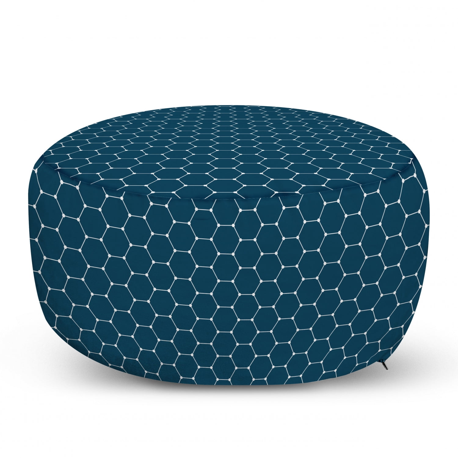 Geometric Pouf Cover with Zipper, Simplistic Outline Pattern of ...