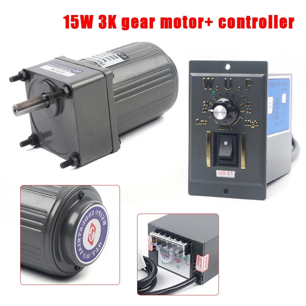 Flkoendmall 15W Electric Gear Motor with Speed Controller 450 RPM ...