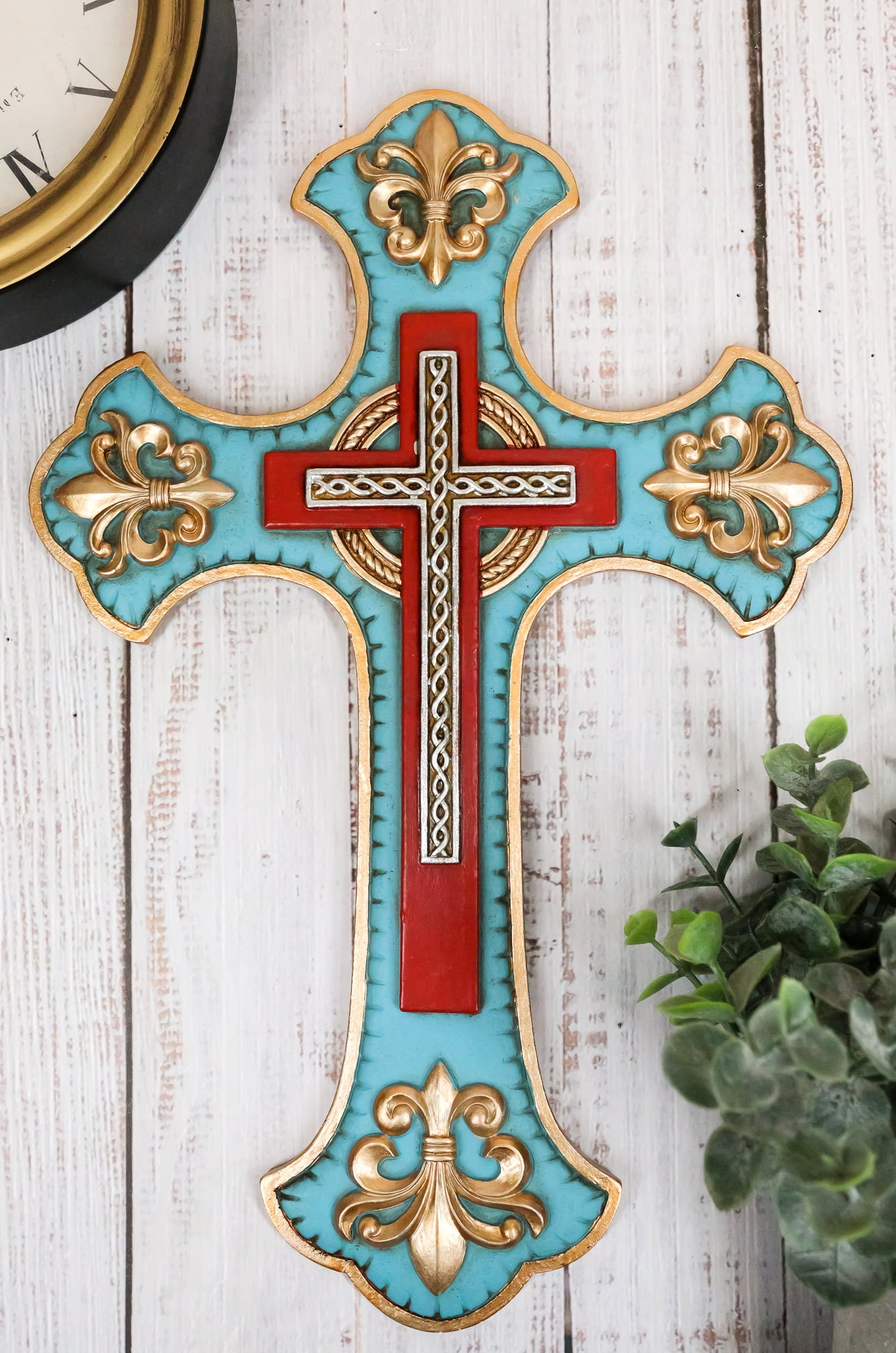 Southwestern Rich Turquoise Gold Tuscan French Fleur De Lis Wall ...