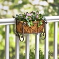 Small Decorative Iron Scrollwork Planter - For Porch Rail, Flowers ...